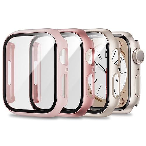 [3 Packs] Case for Apple Watch 40mm SE Series 6 Series 5 Series 4 with Tempered Glass Screen Protector,Hard PC Protective Bumper and Ultra-Thin Face Cover for Iwatch SE/6/5/4 40mm(3 Colors)