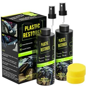 plastic restorer for cars ceramic plastic coating trim restore, resists water, uv rays, dirt, ceramic coating, restores faded and dull plastic, rubber, vinyl back to black! last over 400 washes,100ml