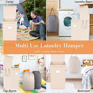 Large Laundry Hamper with Lid - Collapsible Dirty Clothes Hamper with Removable Bag and Handles, Laundry Hamper for Clothes & Toy Storage,Tall Laundry Hamper for Bathroom Bedroom Dorm Room Essentials