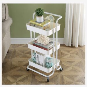 SHYPT Mobile Kitchen Shelf Trolley Household Storage Shelf with Wheeled Trolley (Color : Black, Size : 87 * 42 * 35cm)