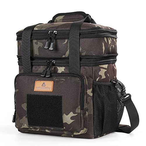 HSHRISH Expandable Xlarge Tactical Lunch Box for Adults, Waterproof Insulated Lunch Bag with Lots of Storage Space, Durable Cooler Bag for Men Women Work Outdoor Picnic Trips, 22L(Black-Camo)