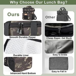 HSHRISH Expandable Xlarge Tactical Lunch Box for Adults, Waterproof Insulated Lunch Bag with Lots of Storage Space, Durable Cooler Bag for Men Women Work Outdoor Picnic Trips, 22L(Black-Camo)