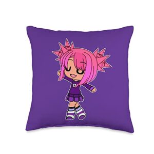 gacha life and gatcha club apparel and accessories gacha life gatcha club inspired 04 kawaii manga anime chibi throw pillow, 16x16, multicolor