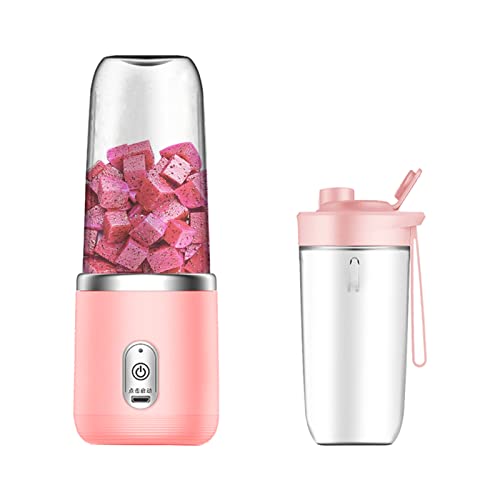 Portable Blender,USB Rechargeable Mini Personal Blender for Shakes and Smoothies,Electric Fruit Veggie Juicer with 2pcs Travel Juicer Cup,Pink