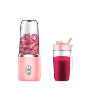 Portable Blender,USB Rechargeable Mini Personal Blender for Shakes and Smoothies,Electric Fruit Veggie Juicer with 2pcs Travel Juicer Cup,Pink