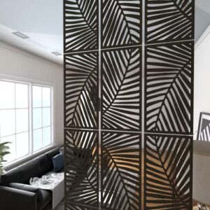 Room Divider Hanging Screen - Style Palm, 12 Panels 11x22 inches (Ebony Wood)