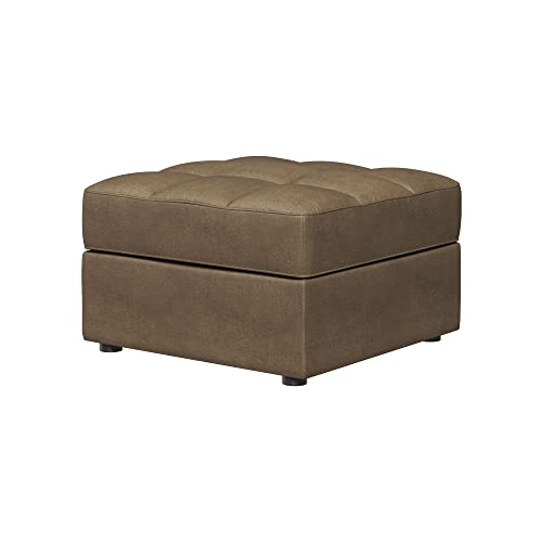 HONBAY Square Storage Ottoman Tufted Bench with Storage Modern Footrest for Small Space, Dark Brown