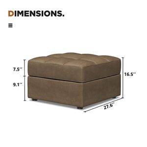 HONBAY Square Storage Ottoman Tufted Bench with Storage Modern Footrest for Small Space, Dark Brown