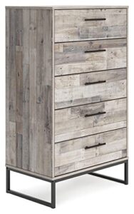 signature design by ashley neilsville 5 drawer chest, light brown