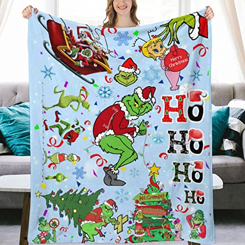 sunmond Merry Christmas Blanket Throw Fleece Blanket All Season Light Weight Living Room/Bedroom Warm Blanket 50"X40"