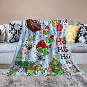 sunmond Merry Christmas Blanket Throw Fleece Blanket All Season Light Weight Living Room/Bedroom Warm Blanket 50"X40"