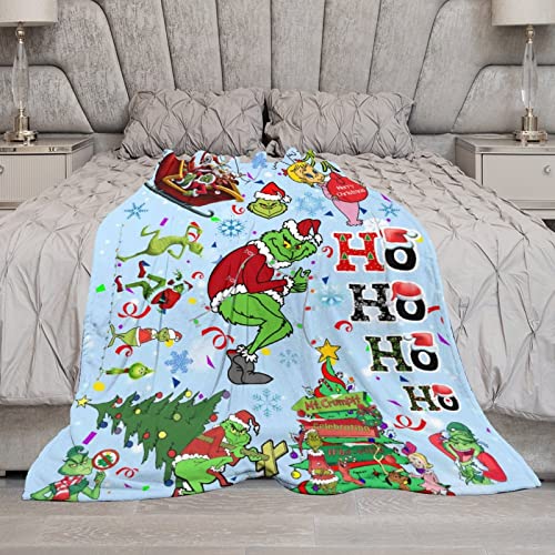 sunmond Merry Christmas Blanket Throw Fleece Blanket All Season Light Weight Living Room/Bedroom Warm Blanket 50"X40"