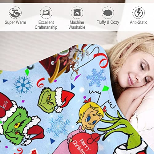 sunmond Merry Christmas Blanket Throw Fleece Blanket All Season Light Weight Living Room/Bedroom Warm Blanket 50"X40"