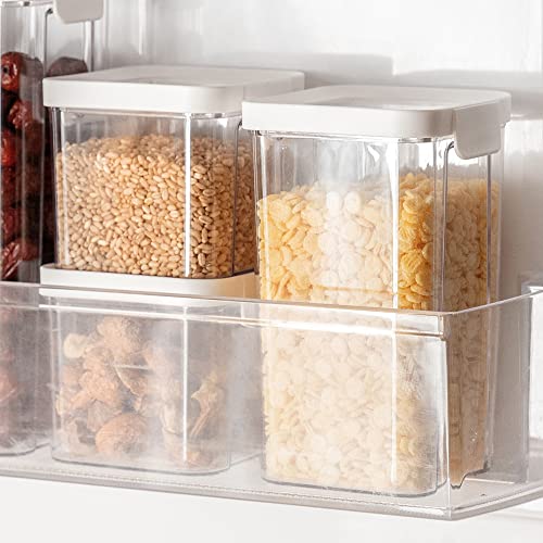 Pantry Storage Containers Set with Lids Airtight,4 Pieces Square 460ml/15oz,Clear Plastic Cereal Storage Containers, Air Tight Pantry Organization and Storage for Sugar Pasta Protein Powder Oat