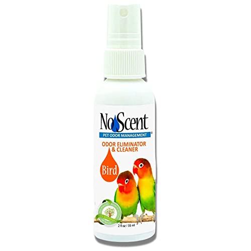 No Scent Bird Cage Cleaner Spray & Pet Odor Management, Natural Aviary Freshener (2 Fl Oz / 59 mL)