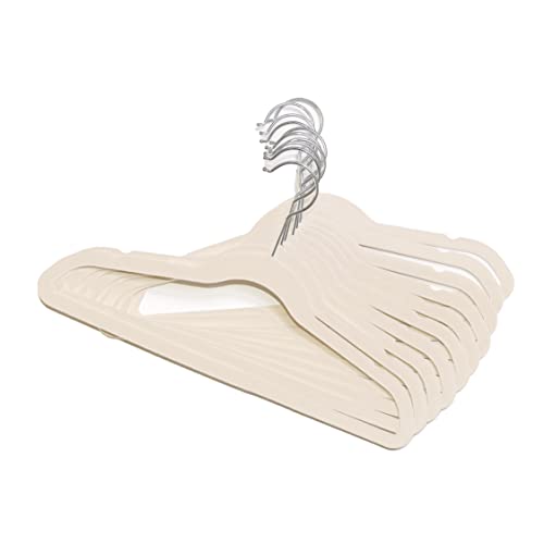 AWENN - Velvet Kids and Babies Clothes Hangers for Closet. Non Slip Kids Clothing Hangers with 360 Degrees Swivel Hook (Beige, 10 pcs)