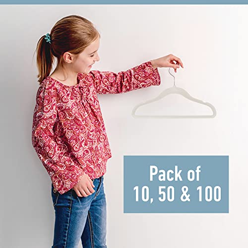 AWENN - Velvet Kids and Babies Clothes Hangers for Closet. Non Slip Kids Clothing Hangers with 360 Degrees Swivel Hook (Beige, 10 pcs)