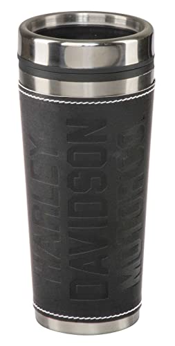 Harley-Davidson Travel Mug, Leather Wrapped Double-Wall Stainless Steel - 16 oz.