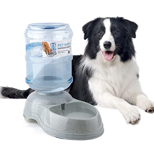 Dog Water Dispenser for Large Dogs and Cats, 3 Gallon Gravity Automatic Feeder, Cat and Dog Water Dispenser Station, Cat Water Dispenser, Large Size Dog Drinking Fountain (Grey)