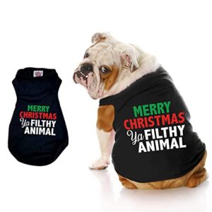 Christmas Dog Shirt, Merry Christmas Ya Filthy Animal Dog Shirt, Shirt for Puppies to Dogs 90 Pounds, Machine Washable, Fits Small Medium and Large Dogs, Clothes for Dogs XXS- 2-4 lbs