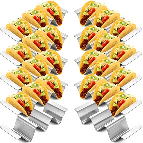 10 Pieces Taco Holders Stainless Steel Taco Stand Taco Tray Taco Shell Holder Rack, Holds Up to 3 Tacos, Keeping Shells Upright, Safe for Oven, Baking, Dishwasher and Grill