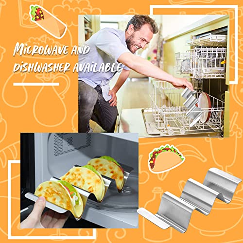 10 Pieces Taco Holders Stainless Steel Taco Stand Taco Tray Taco Shell Holder Rack, Holds Up to 3 Tacos, Keeping Shells Upright, Safe for Oven, Baking, Dishwasher and Grill