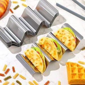 10 Pieces Taco Holders Stainless Steel Taco Stand Taco Tray Taco Shell Holder Rack, Holds Up to 3 Tacos, Keeping Shells Upright, Safe for Oven, Baking, Dishwasher and Grill