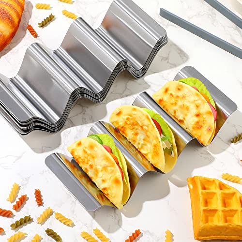 10 Pieces Taco Holders Stainless Steel Taco Stand Taco Tray Taco Shell Holder Rack, Holds Up to 3 Tacos, Keeping Shells Upright, Safe for Oven, Baking, Dishwasher and Grill