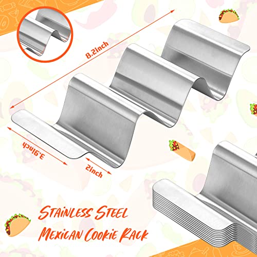 10 Pieces Taco Holders Stainless Steel Taco Stand Taco Tray Taco Shell Holder Rack, Holds Up to 3 Tacos, Keeping Shells Upright, Safe for Oven, Baking, Dishwasher and Grill