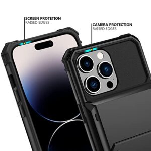 Nvollnoe for iPhone 14 Pro Max Case with Card Holder[Store 5 Cards]Dual Layer Heavy Duty Shockproof iPhone 14 Pro Max Wallet Case with Hidden Card Slot Large Storage Case for iPhone 14 Pro Max(Black)