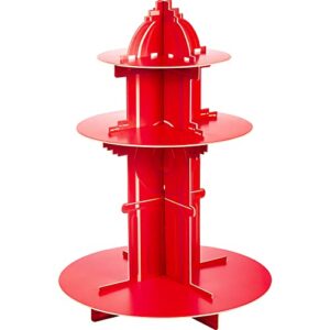 yexiya fire hydrant cupcake holder 3 tier fire hydrant cupcake stand firefighter theme cupcake holder stand fire truck birthday party supplies fire hydrant party decor for fire party decorations