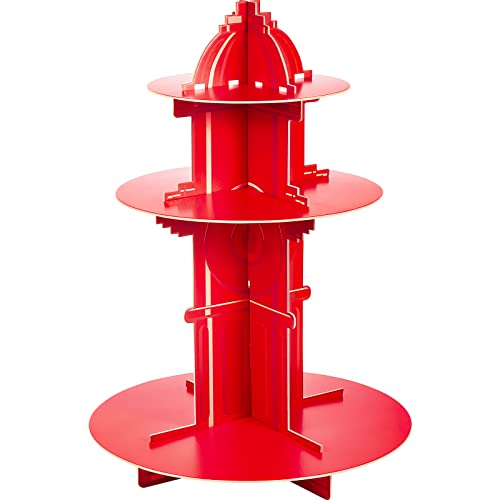 Yexiya Fire Hydrant Cupcake Holder 3 Tier Fire Hydrant Cupcake Stand Firefighter Theme Cupcake Holder Stand Fire Truck Birthday Party Supplies Fire Hydrant Party Decor for Fire Party Decorations