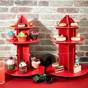 Yexiya Fire Hydrant Cupcake Holder 3 Tier Fire Hydrant Cupcake Stand Firefighter Theme Cupcake Holder Stand Fire Truck Birthday Party Supplies Fire Hydrant Party Decor for Fire Party Decorations