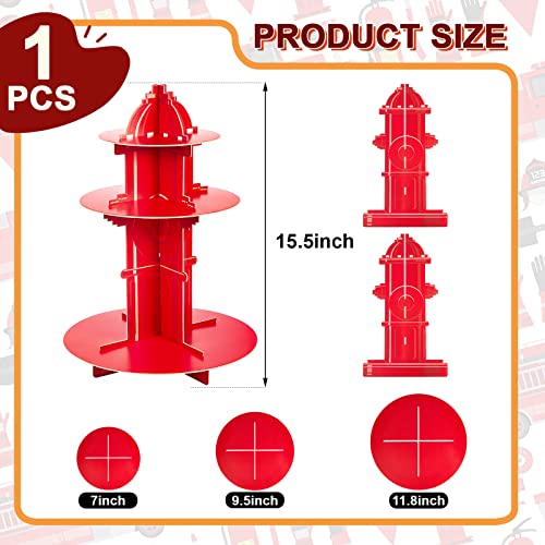 Yexiya Fire Hydrant Cupcake Holder 3 Tier Fire Hydrant Cupcake Stand Firefighter Theme Cupcake Holder Stand Fire Truck Birthday Party Supplies Fire Hydrant Party Decor for Fire Party Decorations