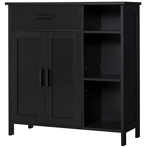 WEENFON Storage Cabinet with Doors and Shelves, Floor Storage Cabinet with Drawer, Accent Cabinet for Living Room, Bedroom, WFSNG04H