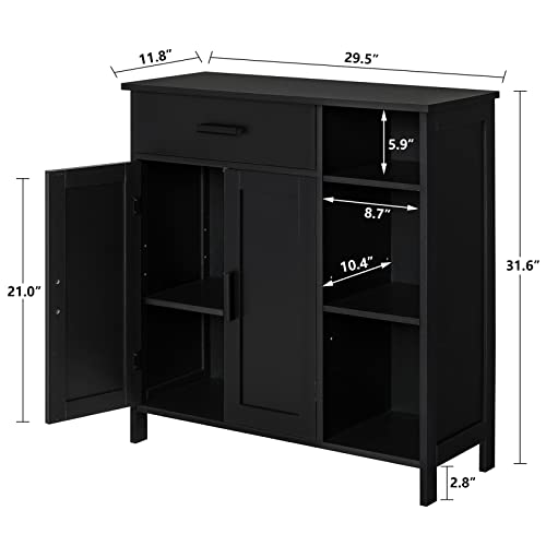 WEENFON Storage Cabinet with Doors and Shelves, Floor Storage Cabinet with Drawer, Accent Cabinet for Living Room, Bedroom, WFSNG04H