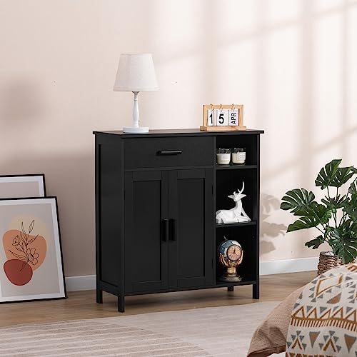 WEENFON Storage Cabinet with Doors and Shelves, Floor Storage Cabinet with Drawer, Accent Cabinet for Living Room, Bedroom, WFSNG04H