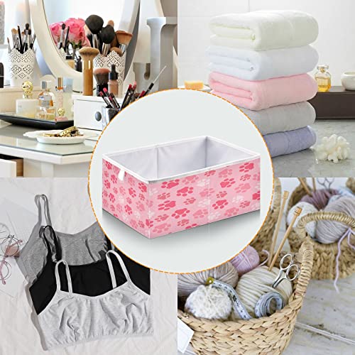 Kigai Pink Dog Paw Cube Storage Bins - 11x11x11 In Large Foldable Storage Basket Fabric Storage Baskes Organizer for Toys, Books, Shelves, Closet, Home Decor