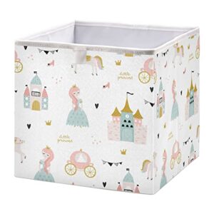 kigai princess castle cube storage bins - 11x11x11 in large foldable storage basket fabric storage baskes organizer for toys, books, shelves, closet, home decor