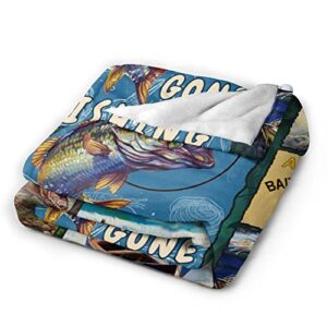 Socofuz Fish Blanket, Fish Blankets Throws Fishing Blanket, Gift for Fishing Lover, Fish Hunter Gift for Men Boy Dad, Super Soft Flannel Blanket for All Seasons 50x60 inches