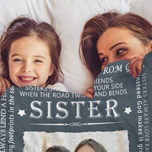 Lcyawer Custom Blanket with Photos and Words,Sister Birthday Gifts from Sister,Unique Bestie Gifts,Personalized Throw Blankets with Picture,to My Best Sister Friendship Presents,Great Sister Blanket