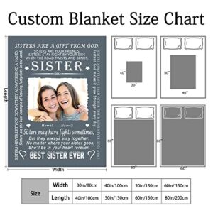 Lcyawer Custom Blanket with Photos and Words,Sister Birthday Gifts from Sister,Unique Bestie Gifts,Personalized Throw Blankets with Picture,to My Best Sister Friendship Presents,Great Sister Blanket