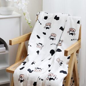 tiamo cow print blanket - soft bed throw blanket for adults & kids - 60" x 70" - perfect for couch, sofa, office - big size warm plush blanket all season