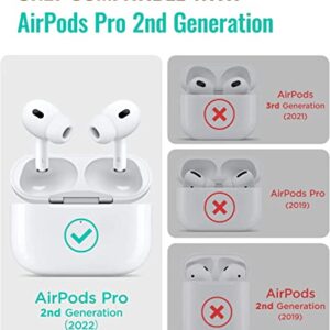 Aocakuins for AirPods Pro 2nd Generation Case 2022, Luxury Newest Full-Body Hard Shell Shock-Absorbing Airpods Pro 2 Protective Cover Wireless Charging Case [Front LED Visible]