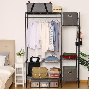 Likein Heavy Duty Clothes Rack, Metal Clothing Rack with Shelves and 2 Fabric Drawers, 6 Tiers Clothing Racks for Hanging Clothes Garment Rack Free Standing Clothes Racks