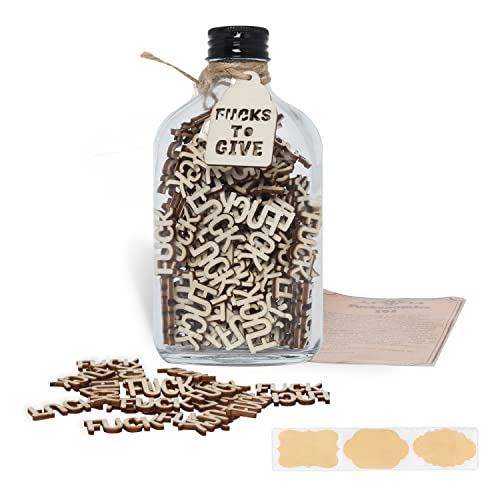 Fucks to Give Gift Jar of Fucks Fuck Wooden Cutout Letter Bad Mood Vent Gift for Christmas Valentine's Day Birthday Anniversary (7oz) 100 Pieces Fuchs Fucs to Give Glass Jar