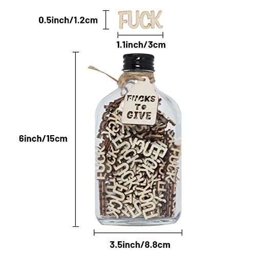 Fucks to Give Gift Jar of Fucks Fuck Wooden Cutout Letter Bad Mood Vent Gift for Christmas Valentine's Day Birthday Anniversary (7oz) 100 Pieces Fuchs Fucs to Give Glass Jar