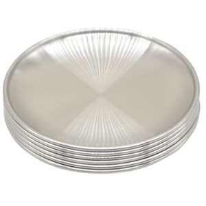 6 Pcs 5.5 Inch Circular Trinket Tray, Gold Stainless Steel, for Serving Trays Towel Storage Dish Plate Tea Fruit Trays Cosmetics Jewelry Plate Decorative Storage Tray (5.5 Inch, Silver)