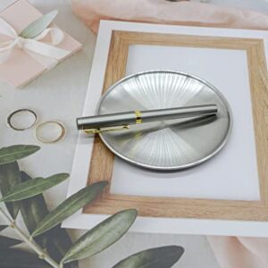 6 Pcs 5.5 Inch Circular Trinket Tray, Gold Stainless Steel, for Serving Trays Towel Storage Dish Plate Tea Fruit Trays Cosmetics Jewelry Plate Decorative Storage Tray (5.5 Inch, Silver)