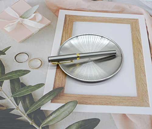 6 Pcs 5.5 Inch Circular Trinket Tray, Gold Stainless Steel, for Serving Trays Towel Storage Dish Plate Tea Fruit Trays Cosmetics Jewelry Plate Decorative Storage Tray (5.5 Inch, Silver)